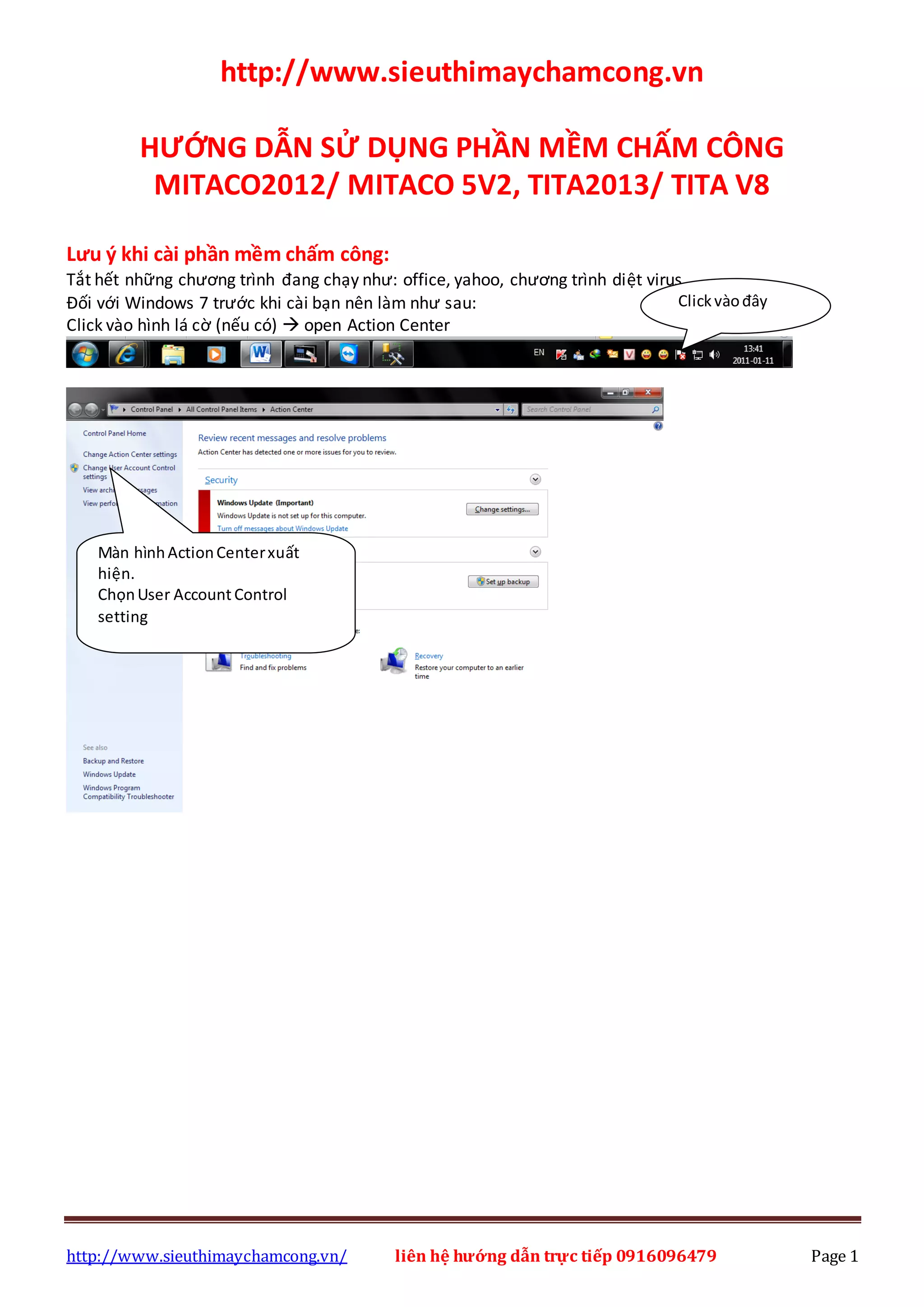 HUONG DAN SU DUNG PHAN MEM CHAM CONG MITACO 2012 | PDF