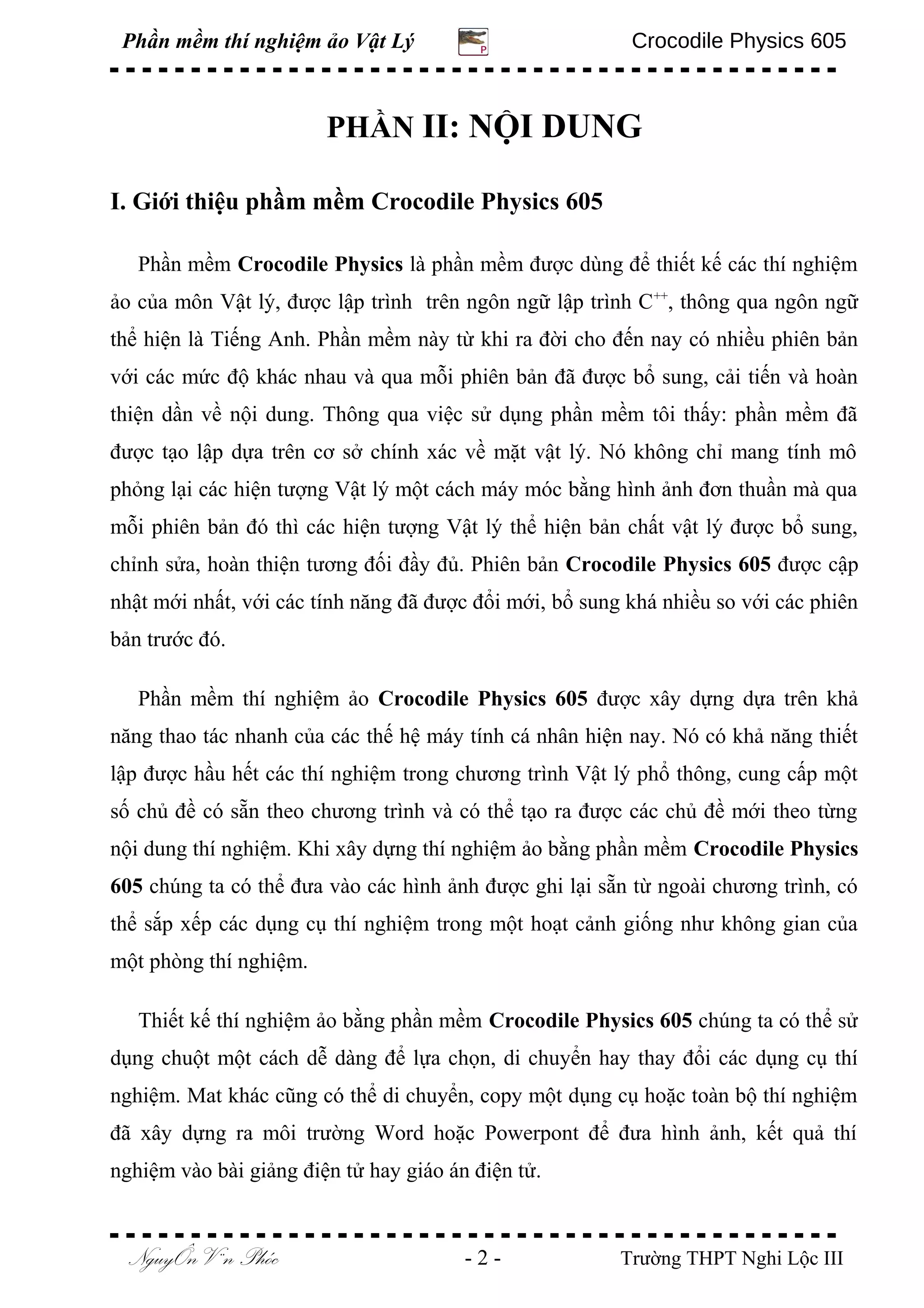 Huong dan su dung phan mem thi nghiem ao vat ly crocodile physics 605 ...