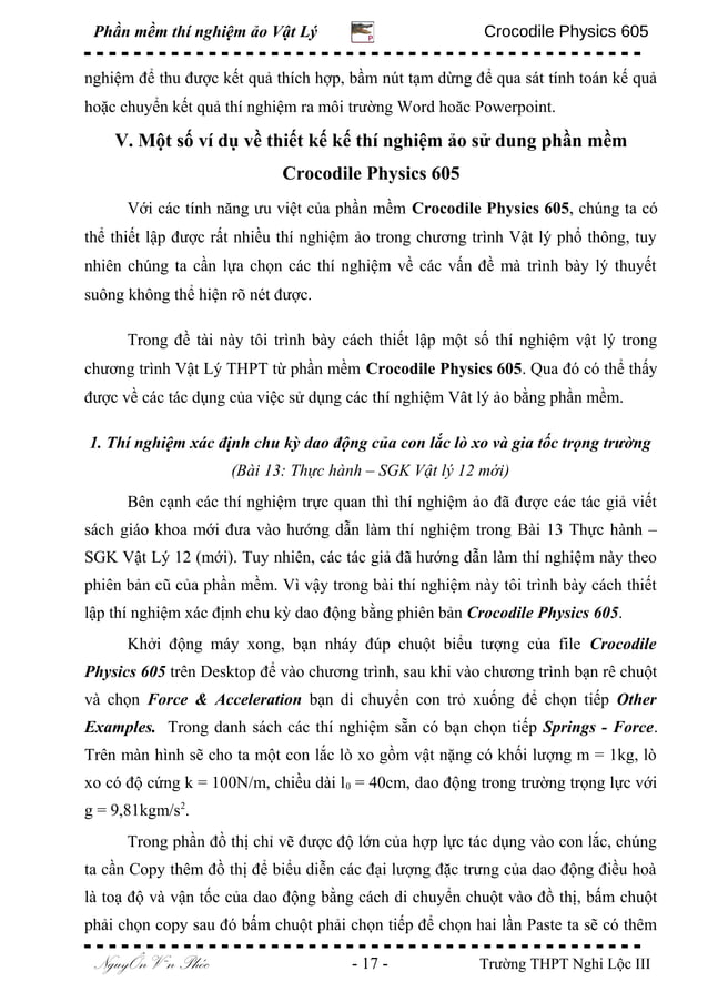 Huong dan su dung phan mem thi nghiem ao vat ly crocodile physics 605 ...