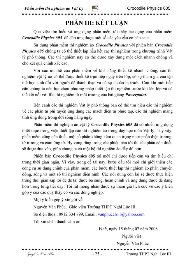 Huong dan su dung phan mem thi nghiem ao vat ly crocodile physics 605 bang tieng viet | DOC