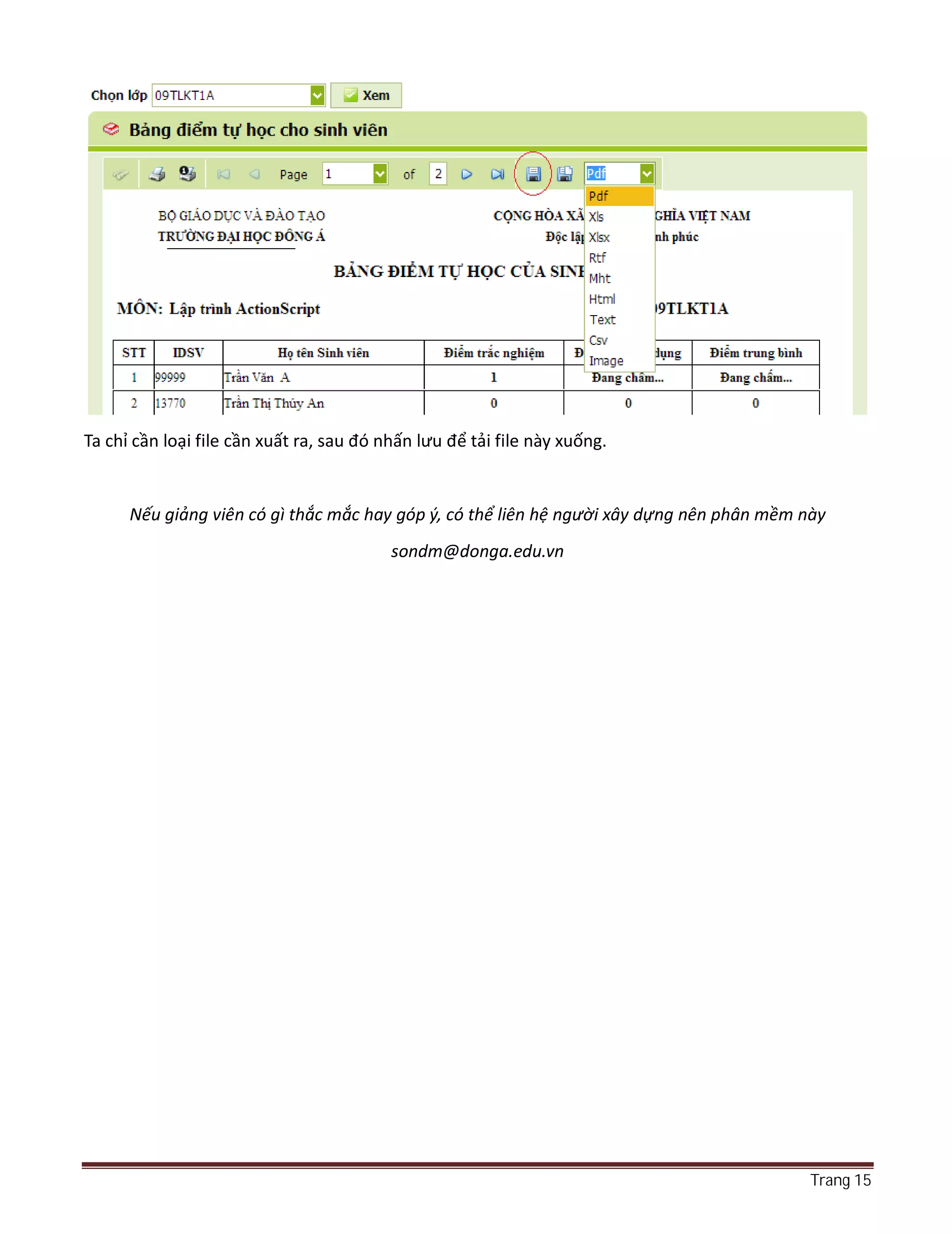 Huong dan su dung phan mem tu hoc giang vien | PDF