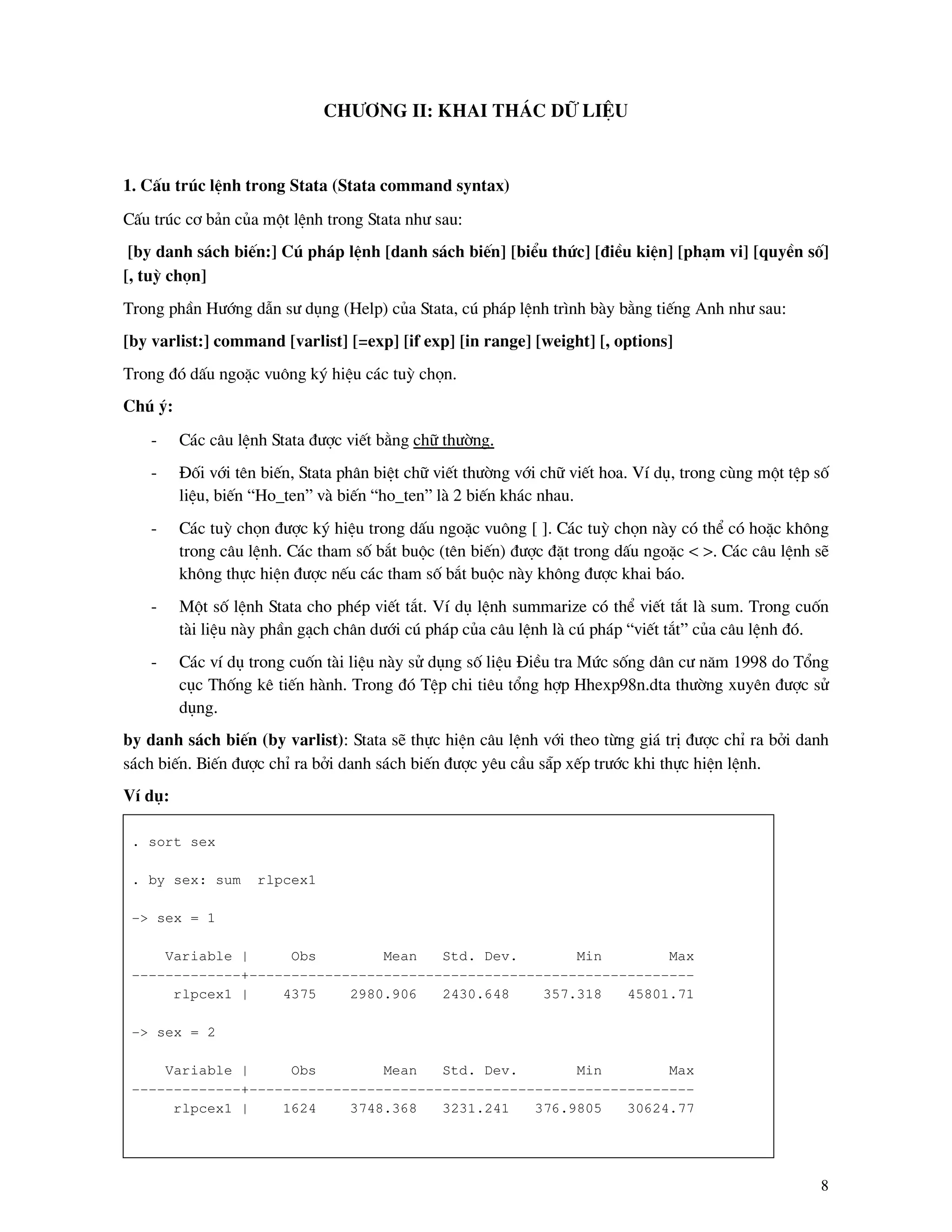 Hướng dẫn sử dụng STATA | PDF