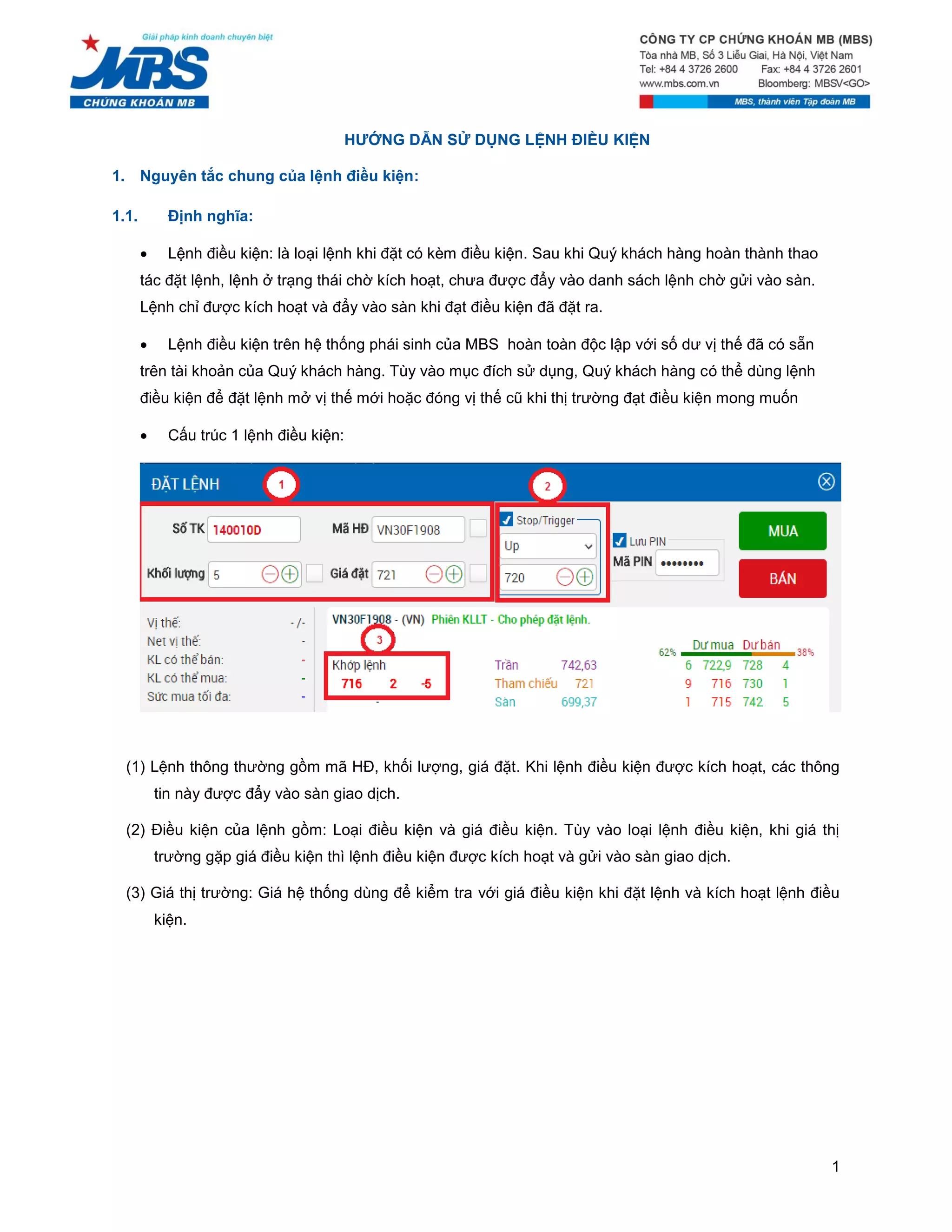 Huong dan su dung va dat lenh chung khoan phai sinh mbs | PDF