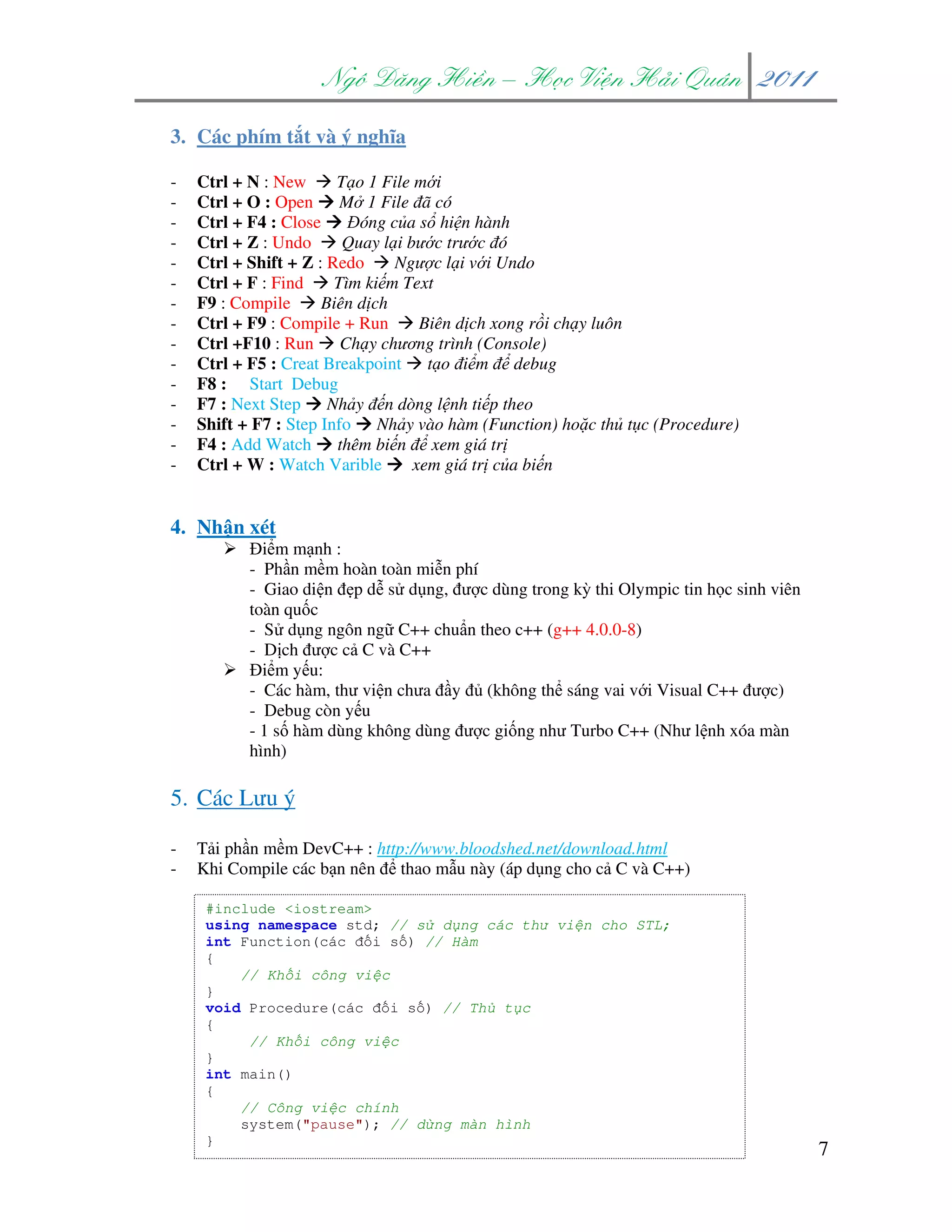 Huong dan su dung va debug voi dev c++ | PDF