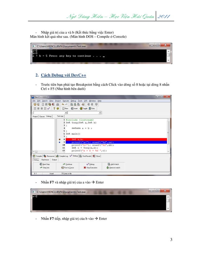 Huong dan su dung va debug voi dev c++ | PDF