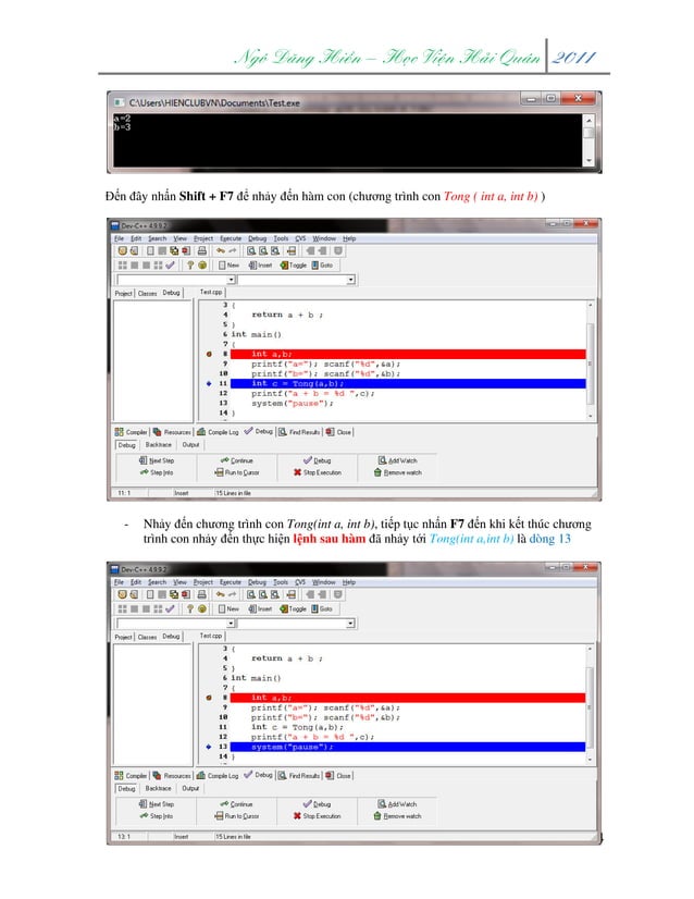 Huong dan su dung va debug voi dev c++ | PDF