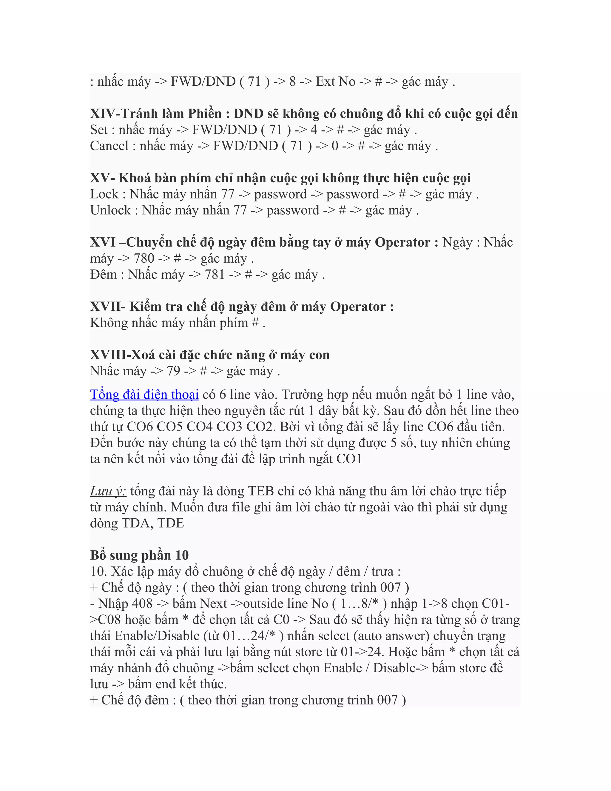 Huong dan su dung va lap trinh tong dai dien thoai panasonic | PDF