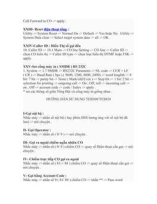 Huong dan su dung va lap trinh tong dai dien thoai panasonic | DOC