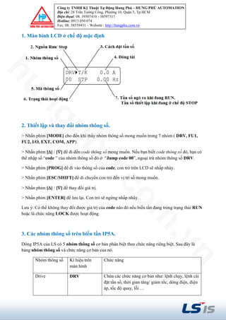Biến tần LS iP5A - Hướng dẫn thao tác trên bàn phím biến tần iP5A | PDF