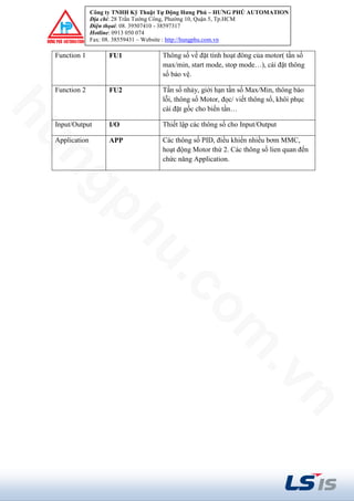 Biến tần LS iP5A - Hướng dẫn thao tác trên bàn phím biến tần iP5A | PDF