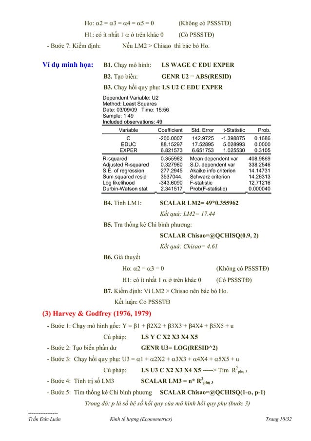 Hướng dẫn thực hành kinh tế lượng ( phần mềm Eviews) | PDF