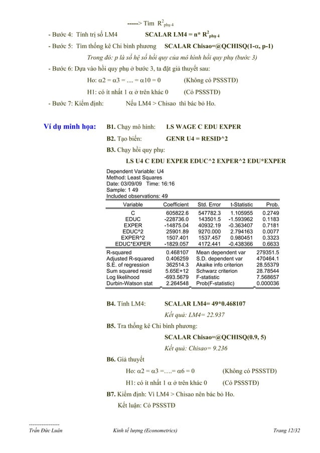 Hướng dẫn thực hành kinh tế lượng ( phần mềm Eviews) | PDF