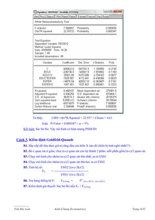 Hướng dẫn thực hành kinh tế lượng ( phần mềm Eviews) | PDF