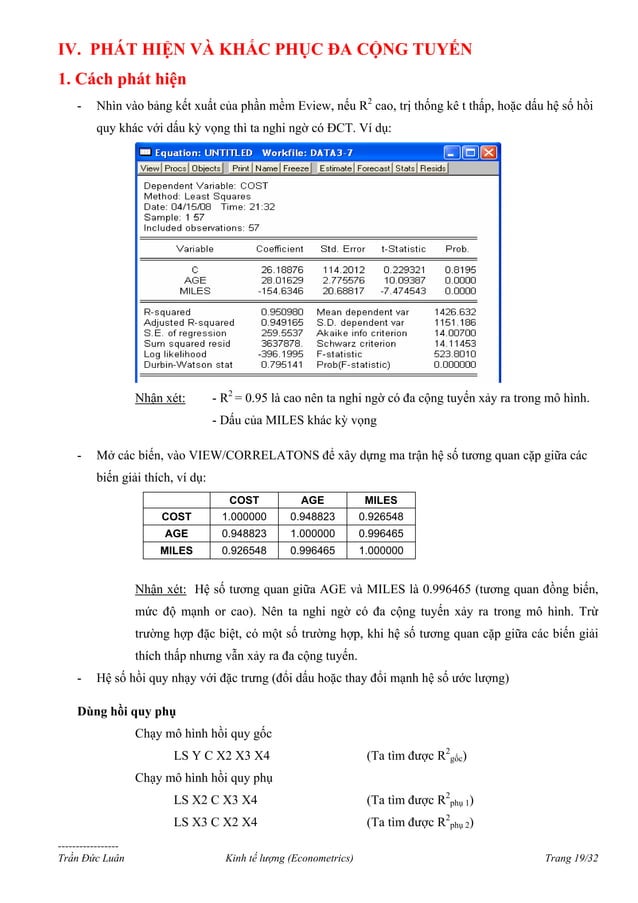 Hướng dẫn thực hành kinh tế lượng ( phần mềm Eviews) | PDF