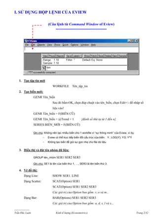 Hướng dẫn thực hành kinh tế lượng ( phần mềm Eviews) | PDF