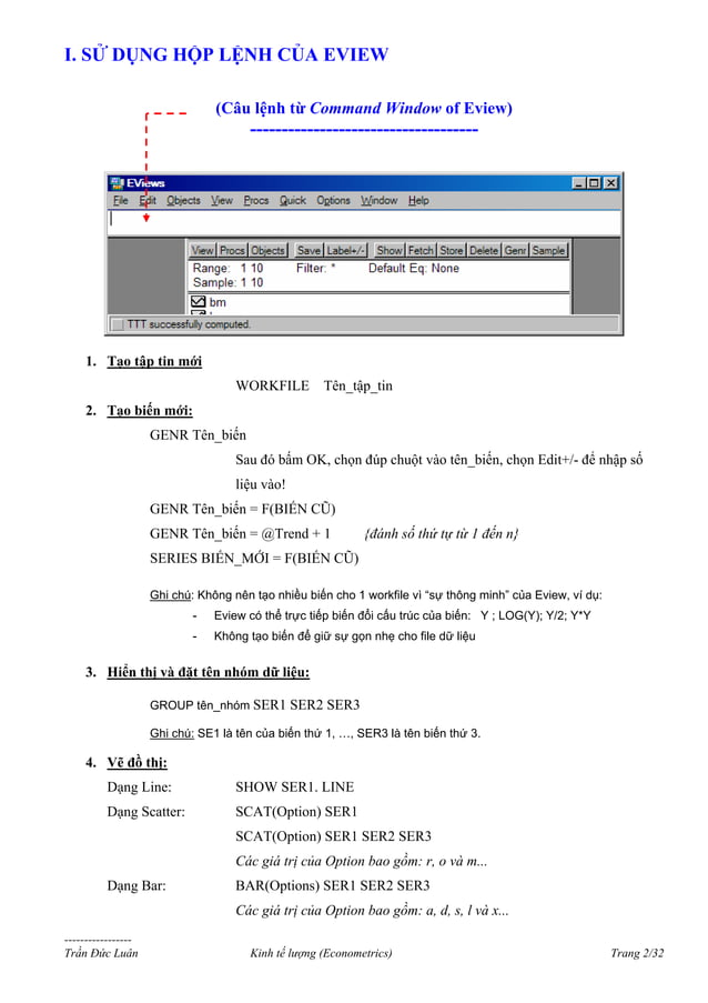 Hướng dẫn thực hành kinh tế lượng ( phần mềm Eviews) | PDF