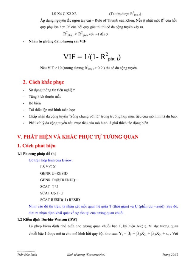 Hướng dẫn thực hành kinh tế lượng ( phần mềm Eviews) | PDF