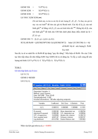 Hướng dẫn thực hành kinh tế lượng ( phần mềm Eviews) | PDF