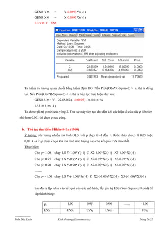 Hướng dẫn thực hành kinh tế lượng ( phần mềm Eviews) | PDF