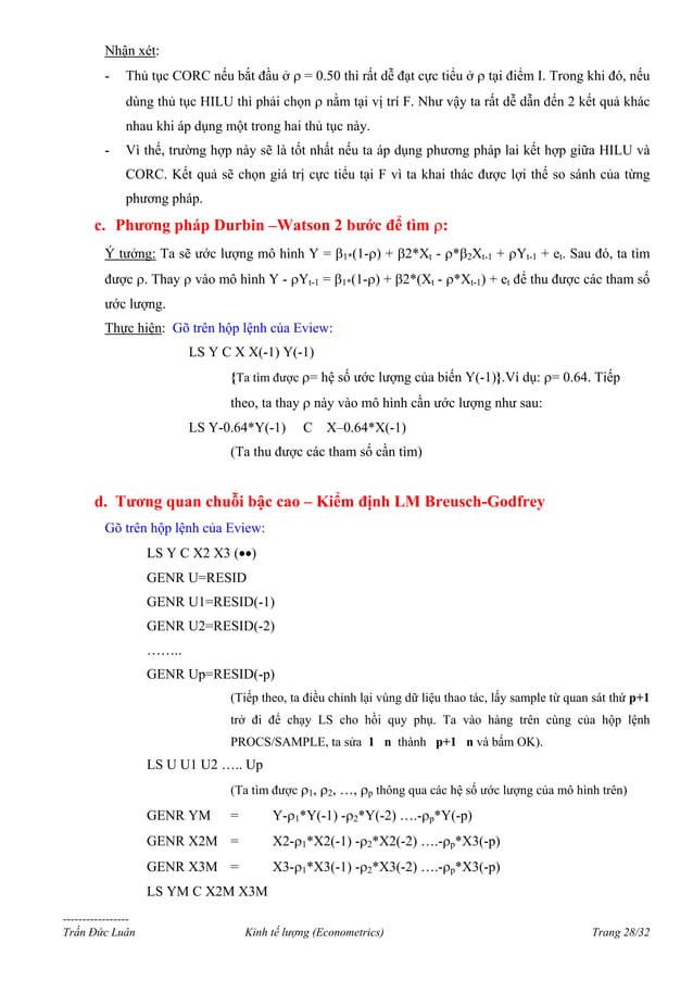 Hướng dẫn thực hành kinh tế lượng ( phần mềm Eviews) | PDF