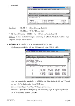 Hướng dẫn thực hành kinh tế lượng ( phần mềm Eviews) | PDF