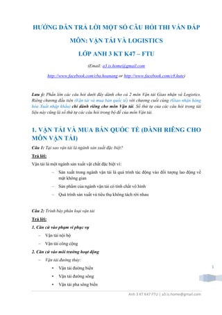 Huong dan tra loi van dap van tai logistics(1) | PDF