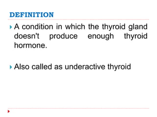 Hypothyroidism Diagnosis, Etiopathogenesis and Treatment | PPTX