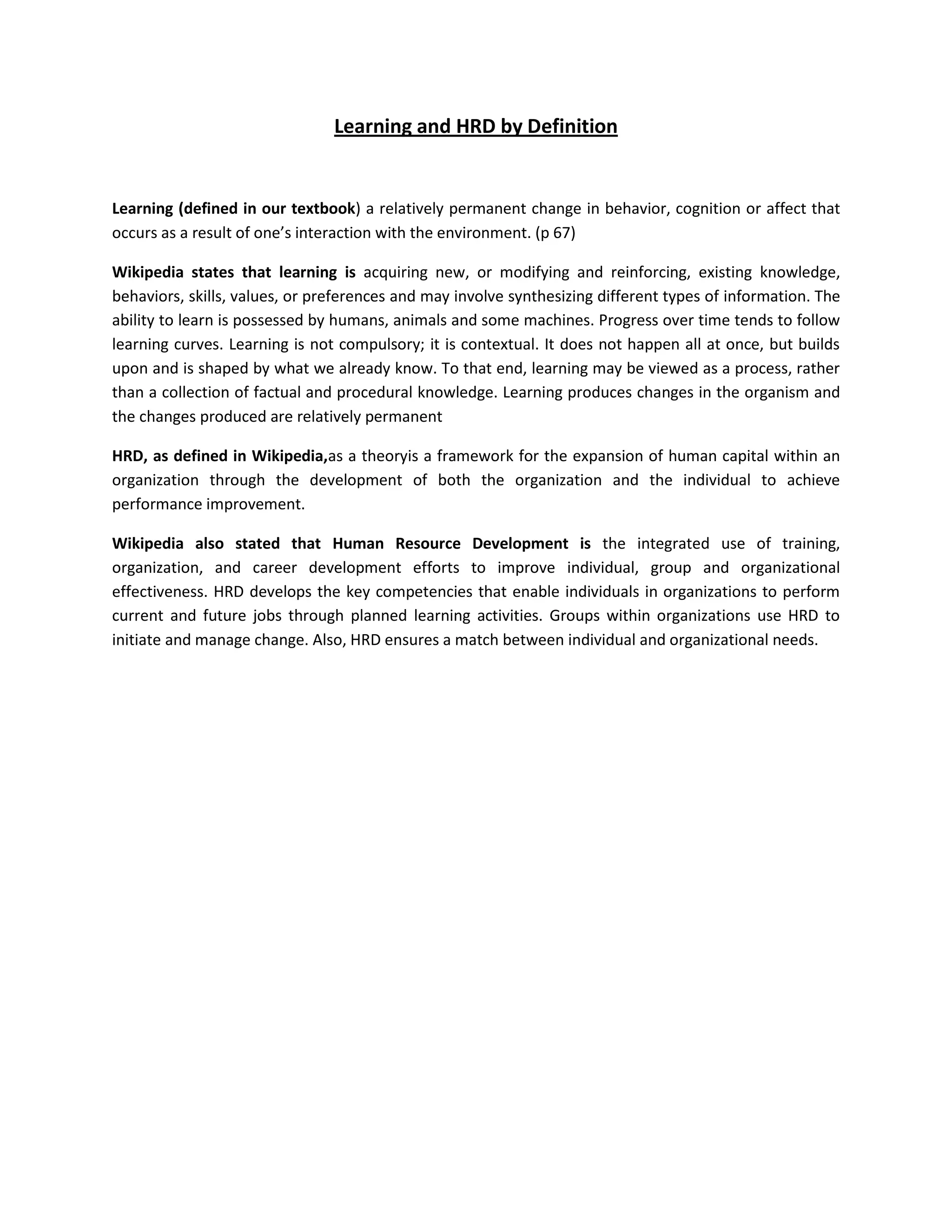 Hurd 601 learning and hrd | DOCX