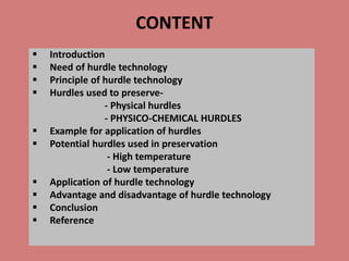 Hurdle technology for food preservation | PPTX