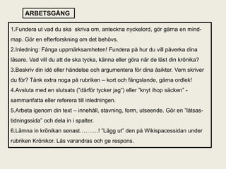 Hur du blir en god krönikör! | PPT