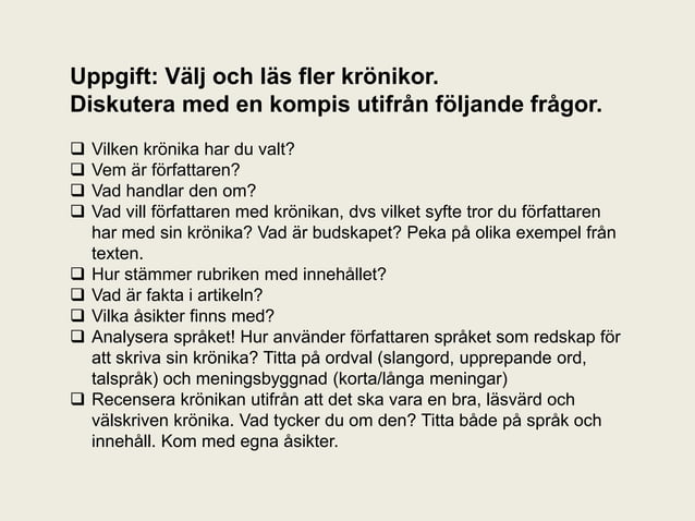 Hur du blir en god krönikör! | PPT