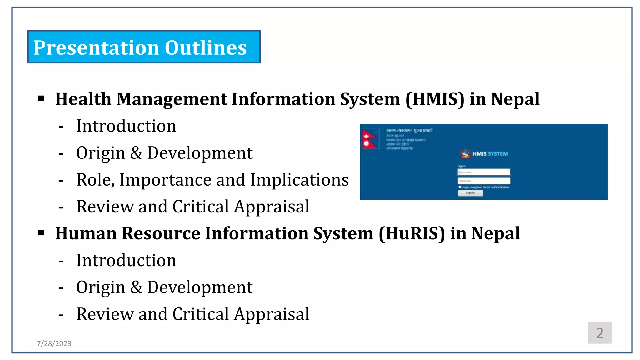 HuRIS and HMIS in Nepal.pptx