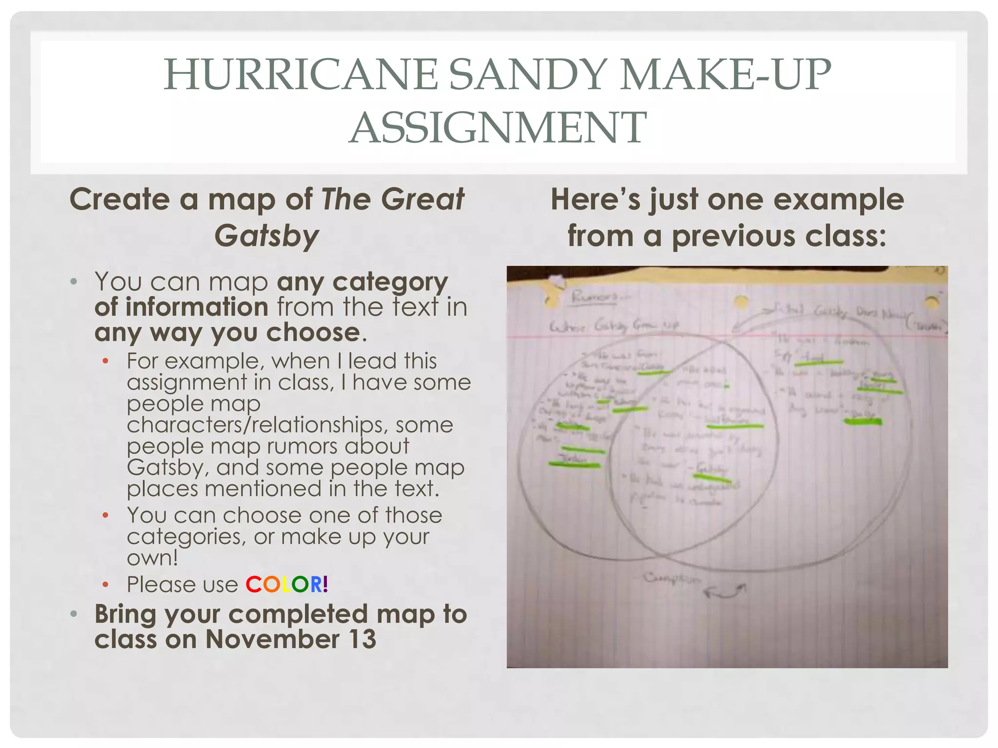 The Great Gatsby Make Up Assignment (Fall 2012) | PPT