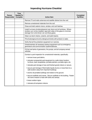 Hurricane Checklists | PDF
