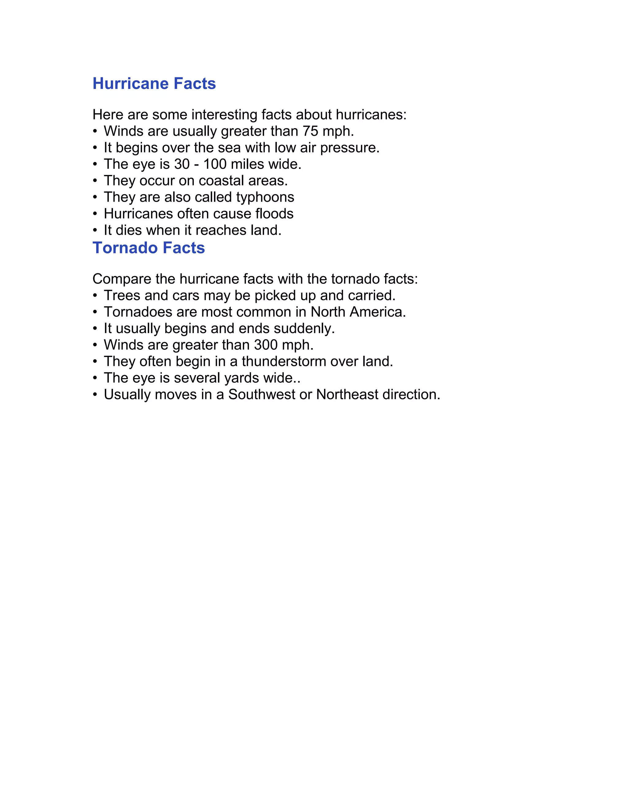 Hurricane facts | DOCX