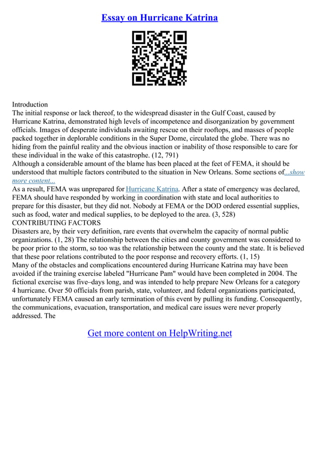 Hurricane Katrina Essay | PDF