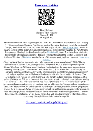Hurricane Katrina Essay | PDF