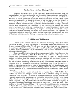 Hurst, jeannine teaching writing in pre service teacher education focus ...