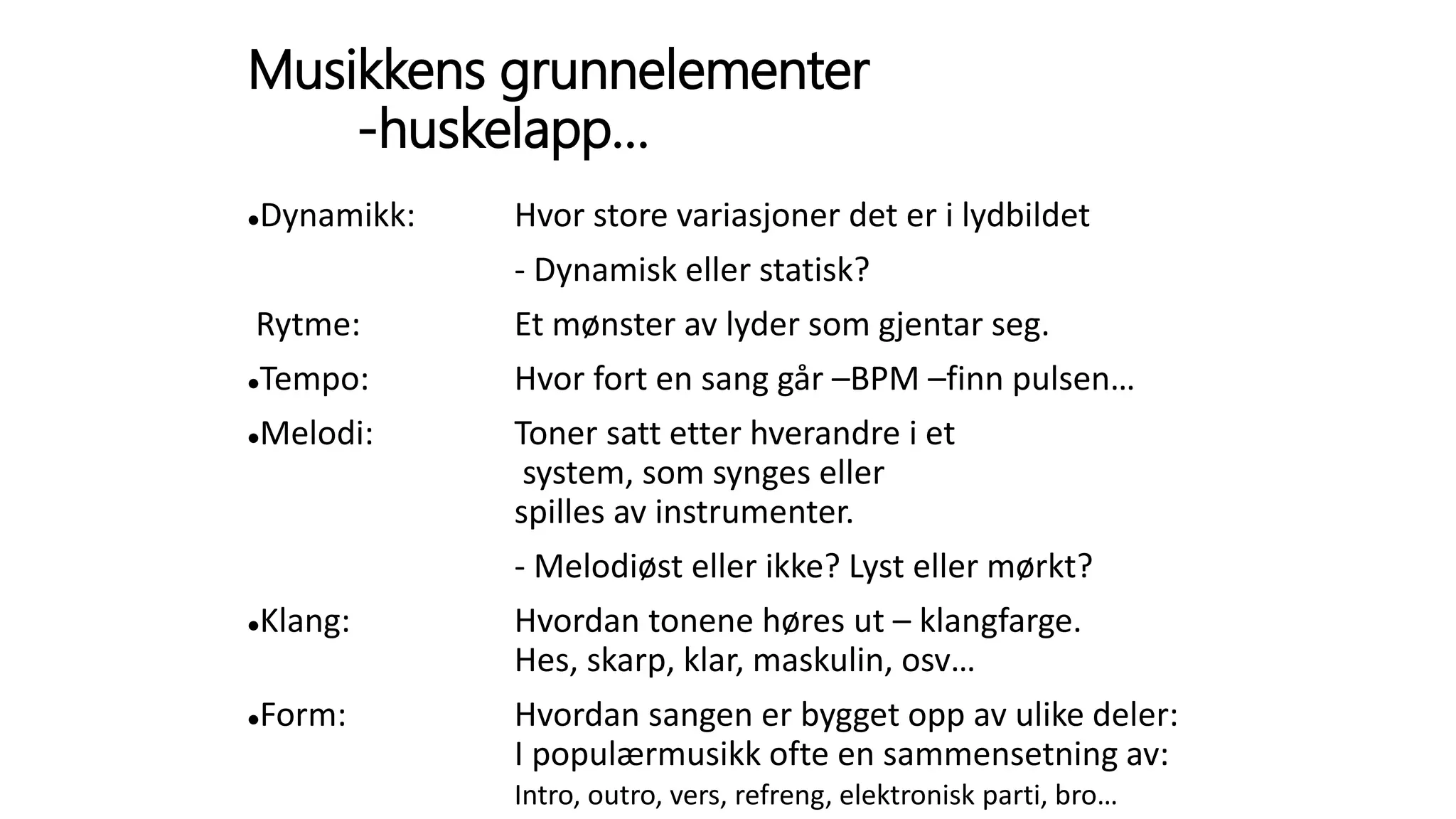 Huskelapp grunnelementer | PPT