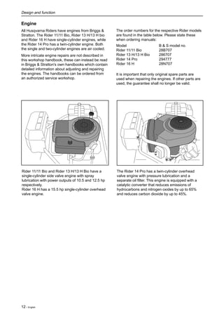 Husqvarna rider 14 pro service repair manual | PDF