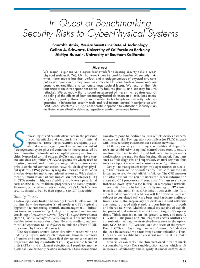 In Quest of Benchmarking Security Risks to Cyber-Physical Systems | PDF