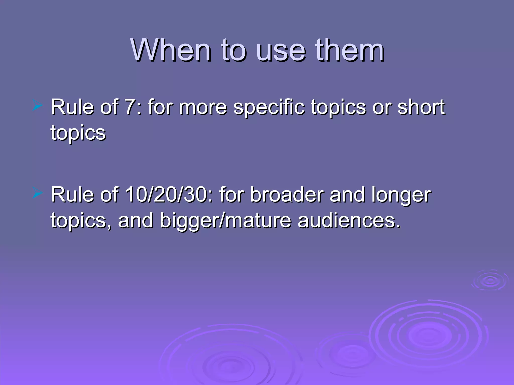 The rule of 7 adn 10/20/30 | PPT