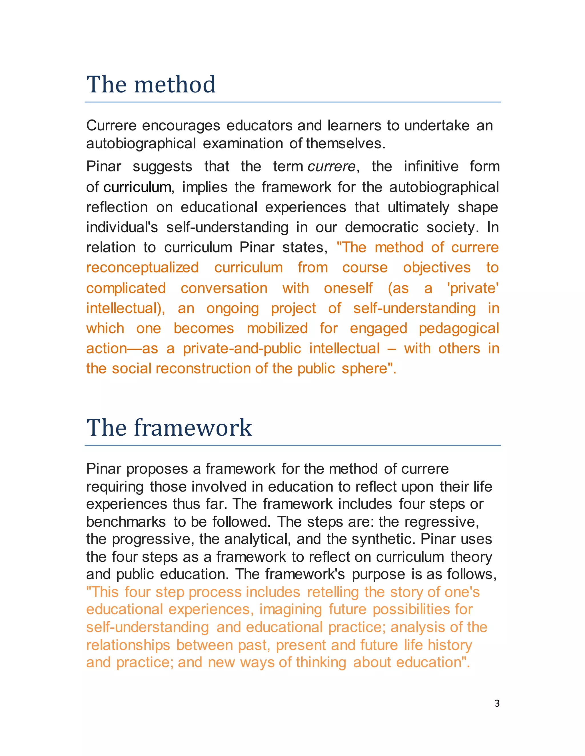 CURRERE as a Method of Teaching | DOCX