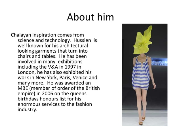 Hussein chalayan work | PPTX | Style & Fashion