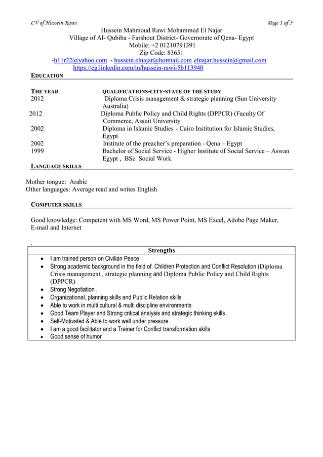 Hussein rawi cv | PDF