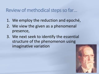 Husserl's phenomenology a short introduction for psychologists | PPTX