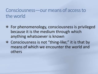 Husserl's phenomenology a short introduction for psychologists | PPTX