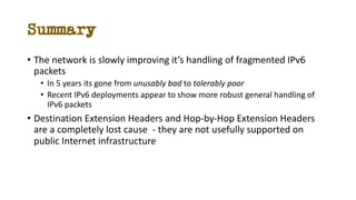IETF 113: IPv6 fragmentation and EH behaviours | PDF