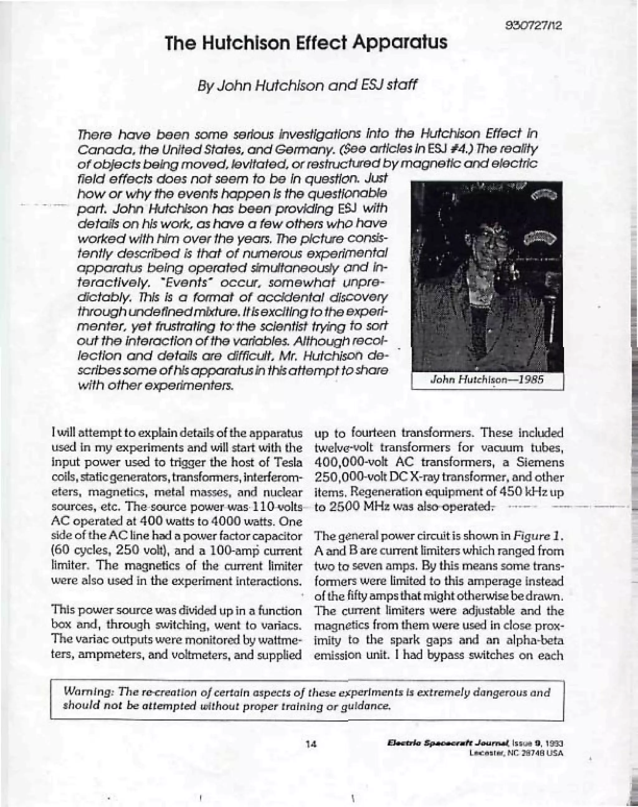 Hutchison effect more info | PDF