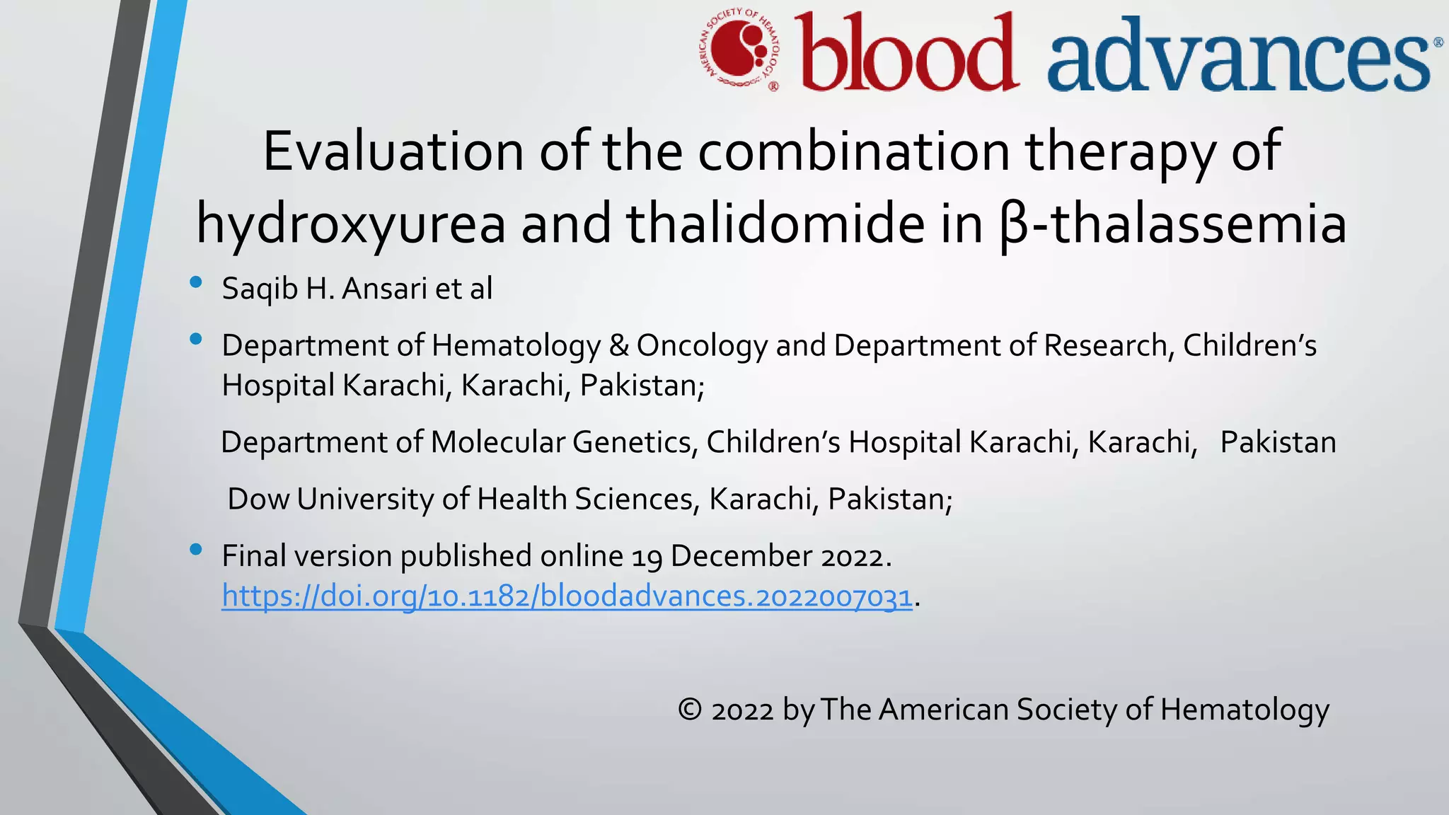 Combination therapy of hydroxyurea and thalidomide in β-thalassemia | PPT